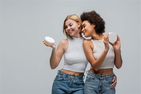 Joyful Blonde Woman With Body Cream Stock Image Image Of Skincare Skin 269869721