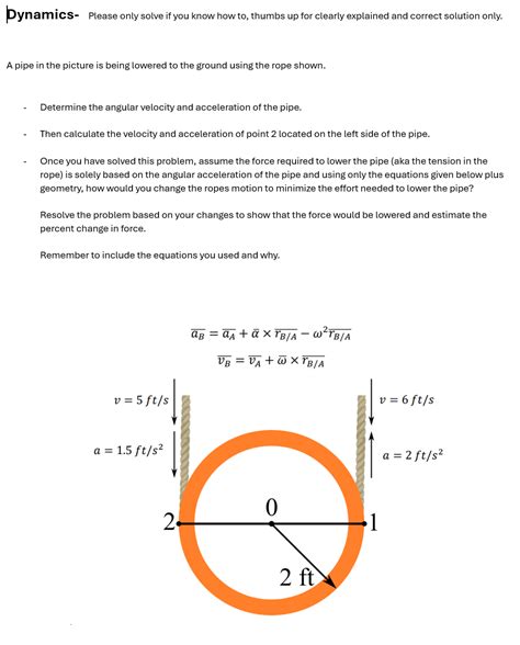 Solved Dynamics Please Only Solve If You Know How To Chegg