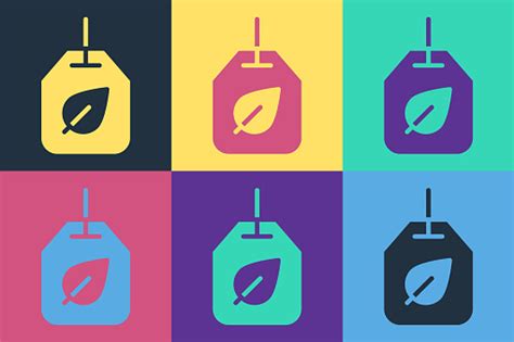 팝 아트 티백 와 잎 아이콘 와 색깔 배경 고립된 통하고 있는 벡터 오후 차에 대한 스톡 벡터 아트 및 기타 이미지 오후 차 포스터 가방 Istock