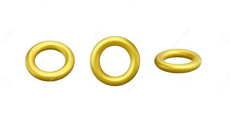 Golden Metallic Torus Set Of 3d Torus Objects Donut Realistic Geometric Shapes Stock