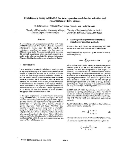 Pdf Evolutionary Fuzzy Artmap For Autoregressive Eeg Model Order Selection And Classification