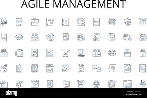 Agile Management Line Icons Collection Speed Engine Performance Transmission Suspension