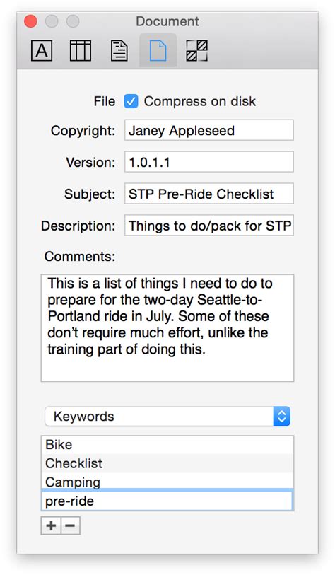 Omnioutliner 45 For Mac User Manual Using The Inspectors