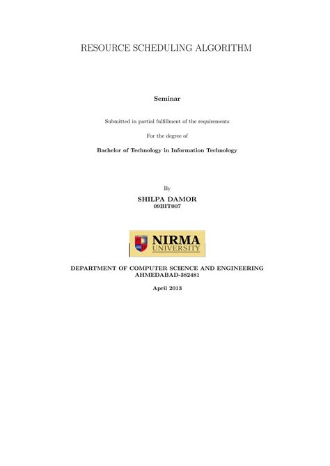 Resource Scheduling Algorithm Pdf