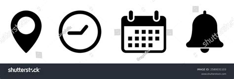 Date Time Address Notification Bell Icon Stock Vector Royalty Free 2580031103 Shutterstock