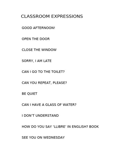 Classroom Expressions Pdf