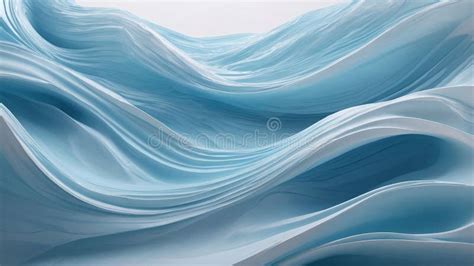 Abstract Ice Blue Wave Pattern Fluid Digital Artwork On With Smooth