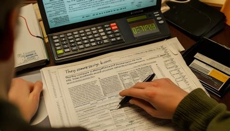 Person Calculating Bills And Comparing Savings On A Form Premium Ai Generated Image