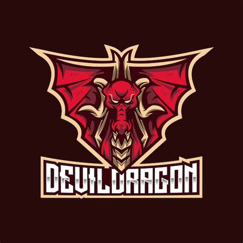 악마 드래곤 Esport 로고 템플릿 프리미엄 벡터