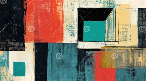 Abstract Composition Featuring Geometric Shapes And Bold Colors For Visual Interest Stock