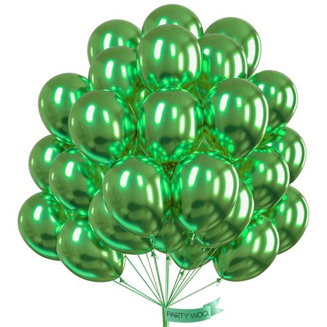 Partywoo Metallic Apple Green Balloons 51 Pcs 12 Inch Green Metallic