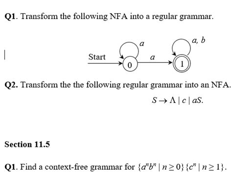 Solved Q Transform The Following NFA Into A Regular Chegg Com