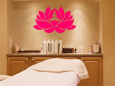 Lotus Flower With Buddha Silhouette Inside Removable Wall Art Etsy