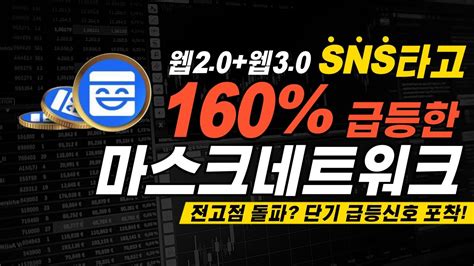 마스크네트워크 코인 웹20웹30 Sns타고 160 급등한 마스크네트워크 전고점 돌파 단기 급등신호 포착 마스크