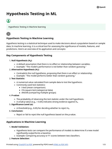 Hypothesis Testing In Ml Pdf P Value Hypothesis