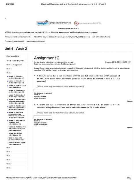 Assignment 2 Unit 4 Week 2 Pdf Electrical Engineering Electricity