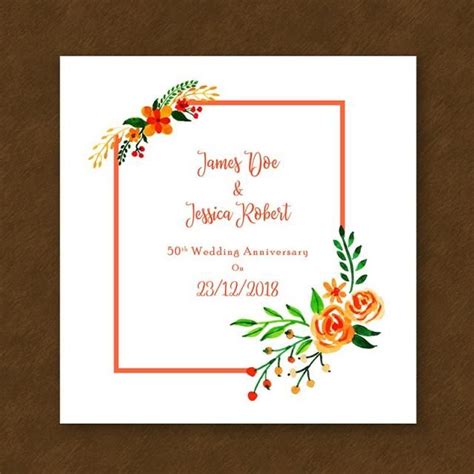 수채화 꽃 주년 프레임 초대장 템플릿 Psd 다운로드 디자인 자료 다운로드 초대장 꽃 수채화 기념일 축하