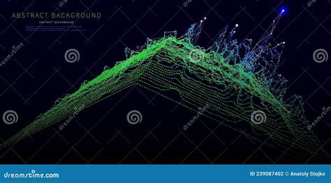 Abstract Background With Wireframe Grid Connecting Dots And Data On Blue Analytics Data