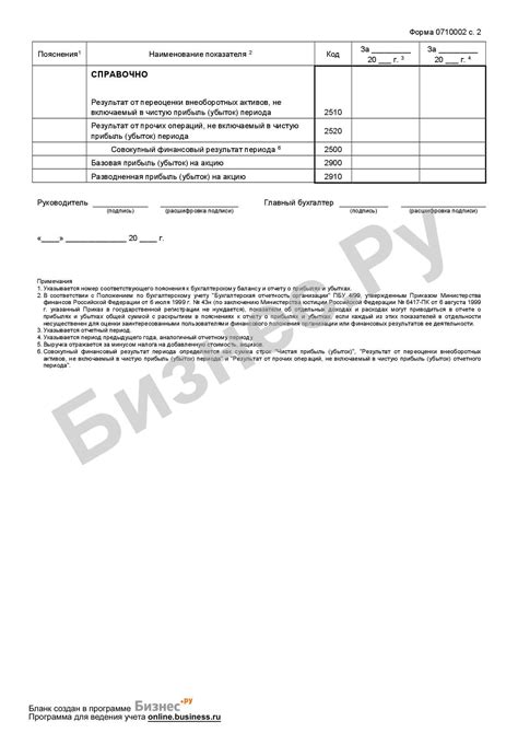 Отчет о прибылях и убытках Форма 2 заполненный образец и бланк Как заполнить отчет о