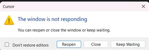 Cursor Window Not Responding Bug Reports Cursor Community Forum