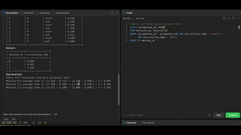 Average Time Of Process Per Machine Sql50 Leetcode Youtube