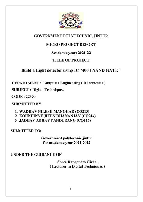 dte microproject converted government polytechnic jintur micro project report academic year