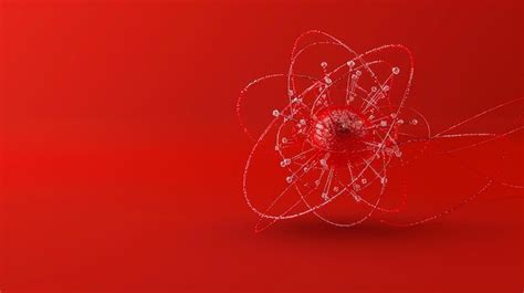 3d Rendering Of A Red Atom The Atom Has A Red Nucleus And Red Electrons