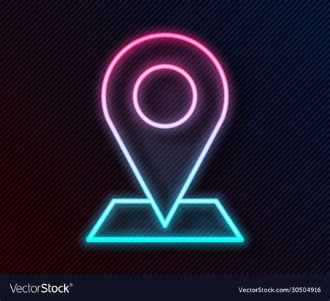 Glowing Neon Line Map Pin Icon Isolated On Black Vector Image On Vectorstock In 2025 Pin Map