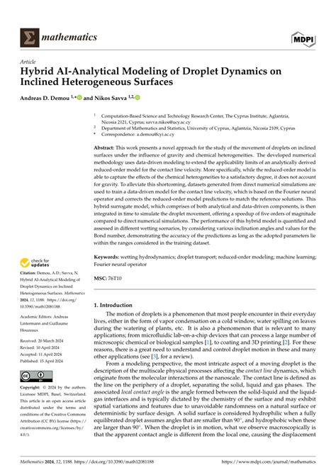 Pdf Hybrid Ai Analytical Modeling Of Droplet Dynamics On Inclined Heterogeneous Surfaces