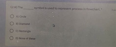 Q The Symbol Is Used To Represent Process In Flowchart Filo