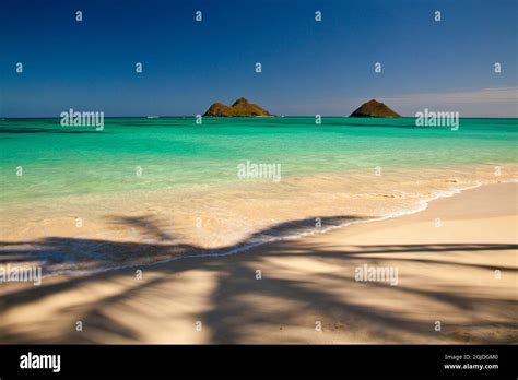 Usa Hawaii Oahu Lanikai Beach With Tropical Blue Water And Islands