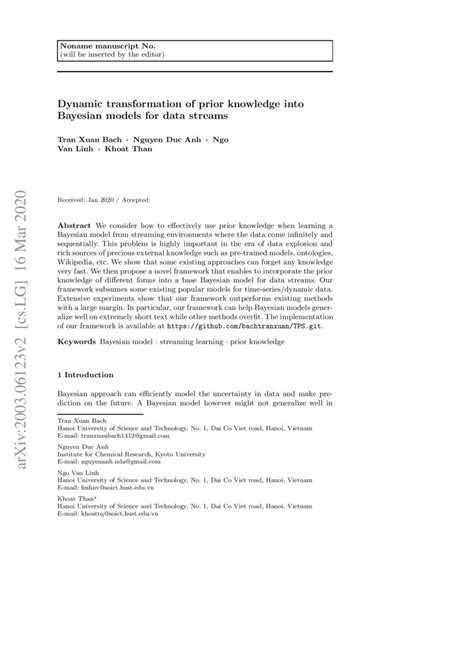 Dynamic Transformation Of Prior Knowledge Into Bayesian Models For Data