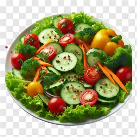 바삭 바삭한 양상추 침대에 얇게 썬 오이 체리 토마토 브로콜리 당근과 화려한 피망이 특징 인 생생한 샐러드 생기 넘치는 샐러드 얇게 썬 오이 신선한 야채 Png