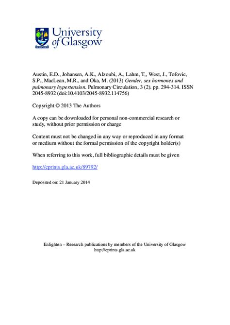Gender Sex Hormones And Pulmonary Hypertension