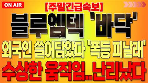 블루엠텍 주가 전망 주말긴급속보 개인만 털리고 외국인은 쓸어담았다 폭등 피날래 나온다 수상한 움직임난리났다 블루엠텍주가 블루엠텍 블루엠텍대응