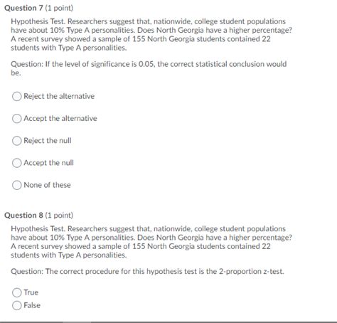 Solved Question Point Hypothesis Test Researchers Chegg Com