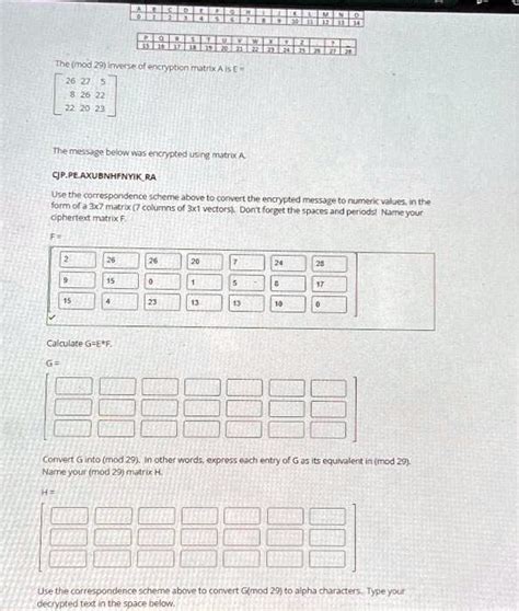 Solved The Inverse Of Encryption Matrix A Is E 26 275 826 22 20 23