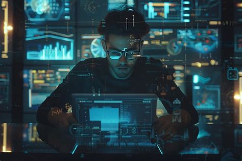 Premium Photo Data Scientist Programmer Using Laptop Analyzing