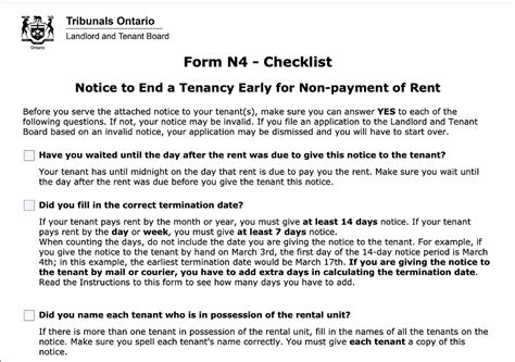 The Ltb Forms Form N4 Notice To End A Tenancy Early For Non Payment Of Rent