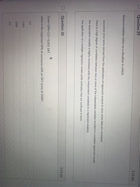Solved Question 29 3 13 Pts Autocorrelation Refers To A