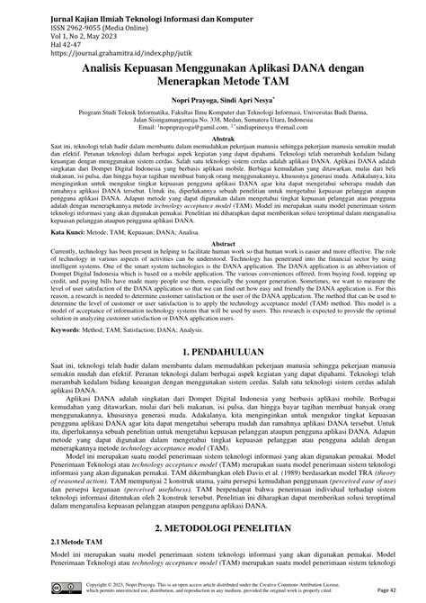 Pdf Analisis Kepuasan Menggunakan Aplikasi Dana Dengan Menerapkan Metode Tam