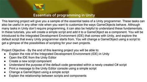 Unity Essentials Of Programming In Unity Pptx Operating Systems
