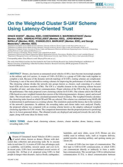 Pdf On The Weighted Cluster S Uav Scheme Using Latency Oriented Trust
