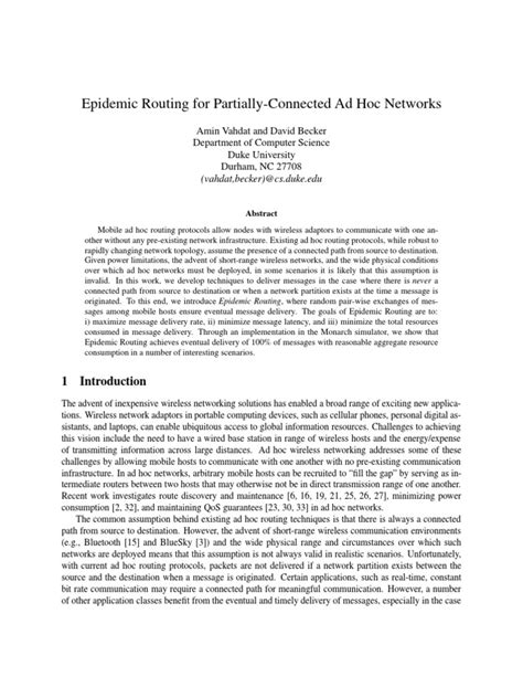 Epidemic Routing For Partially Connected Ad Hoc Networks Pdf