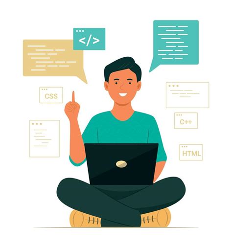 programmer process coding for software development concept illustration