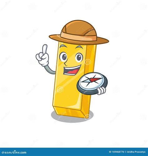Gold Bar Stylized Explorer Having A Compass Stock Vector Illustration