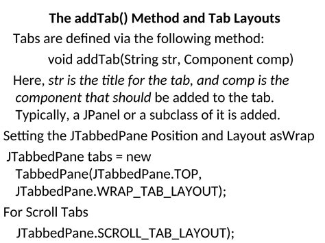 Jtabbed Pane Is A Swing Concept Used To Have Tabs Ppt