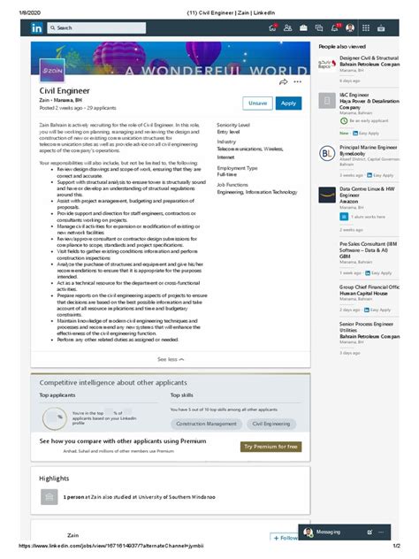 Civil Engineer Zain Linkedin Pdf Linked In Engineer