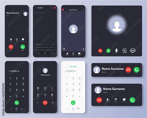 Mockup Incoming Call Voicemail Screen Smartphone Interface Vector