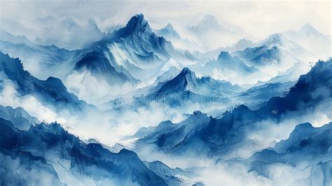 A Blue Brush Stroke Texture With Japanese Ocean Wave Pattern In Vintage Style It Is An Abstract